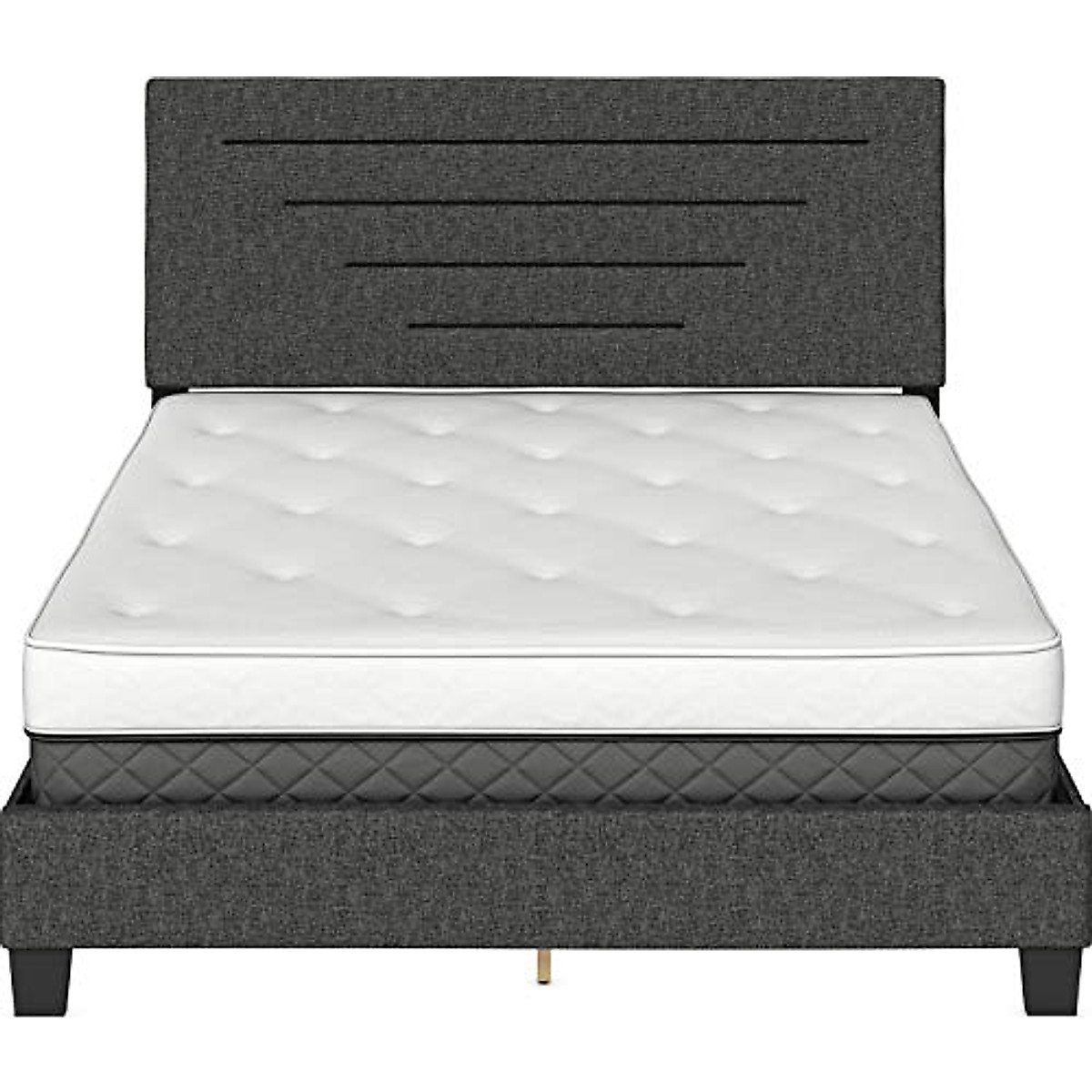 Boyd Sleep Cordoba Upholstered Platform Bed with Headboard and Durable Mattress Foundation with Strong Wood Slat Supports, Box Spring Required: Full, Charcoal