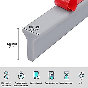 Collapsible Shower Water Guard 39 Inch Water Splash Guard Water Dam Barrier Shower Threshold for Shower Stall, Stay Dry Retainer for Wet and Dry Separation for Bathroom(39,Grey)