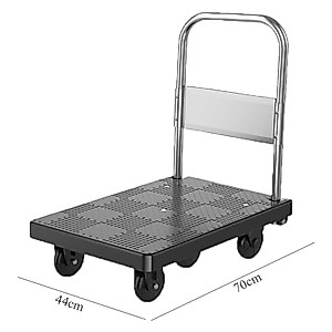 Generic Heavy Thing Moving Hand Truck Foldable Heavy Duty Flatbed Cart Dolly Transport Truck for Moving Warehouse, Black