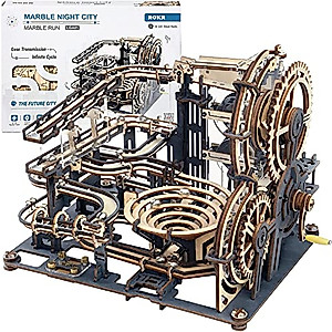 ROKR 3D Wooden Puzzles for Adults Marble Run Model Building Kit(LGA01 Marble Night City)