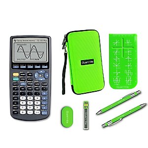 Texas Instruments TI-83 Plus Graphing Calculator + Guerrilla Zipper Case + Essential Graphing Calculator Accessory Kit (Green)