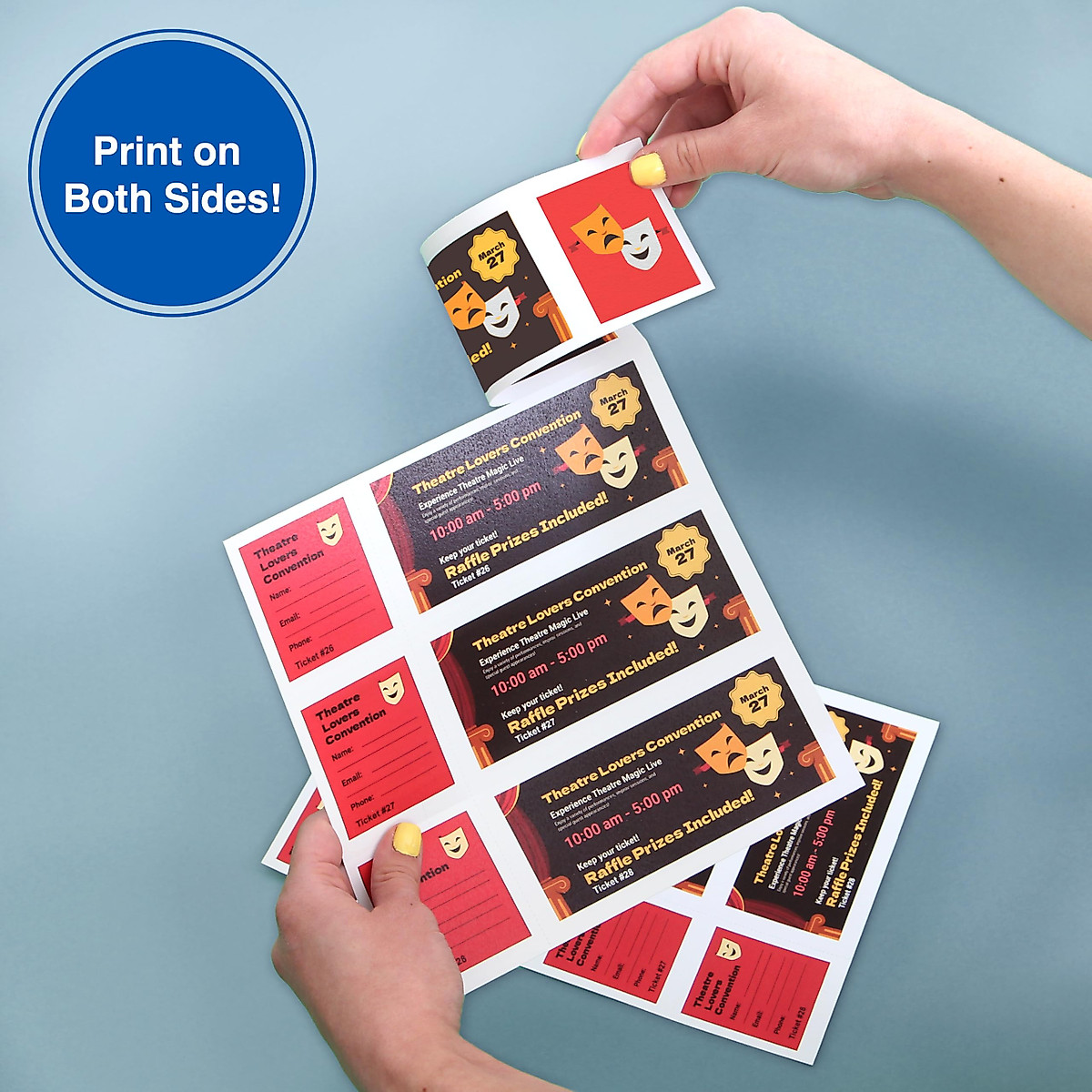 PrintWorks Raffle Tickets, Perforated Cardstock for Tickets with Tear-Away Stubs, 8.5 x 11, 67lb/147gsm, 4 Tickets Per Sheet, 250 Sheets, 1000 Tickets Total, White (04295) (2.75 x 8.5)