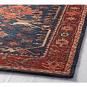 Wool Rug CHIA Channin Indigo Rug Hand Tufted Persian Traditional Wool Rug New Floral Oriental Vintage Area Rug (5x8)
