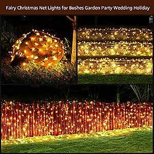 Led Christmas Net Lights Outdoor Christmas Decorations Lights 120Led 6.2ftx4.4ft, Connectable Outdoor Indoor Fairy Mesh String Lights for Party, Holiday, Wedding, Tree, Bushes Decorations (WarmWhite)