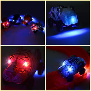 Save Unicorn Tracks Cars Replacement only, Toy Cars for Most Tracks Glow in The Dark, Car Track Accessories with 3 Flashing LED Lights, Compatible with Car Tracks for Kids Girls and Boys(4pack)