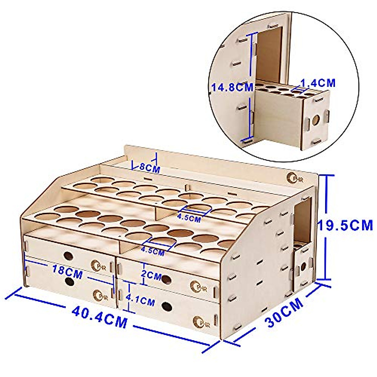 TOGUSH Wood Artist Supply Paint Rack Stand Pigment Ink Bottle with Large Volumetric Bottle and Mark Pen Storage Rack
