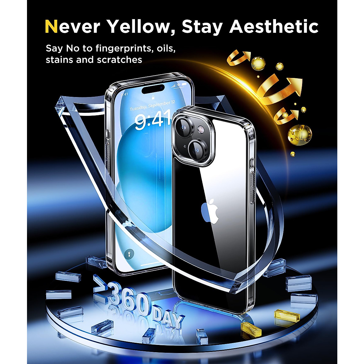 Humixx for iPhone 15 Case Clear [Non-Yellowing] [14 FT Military Drop Protection] Slim Fit Protective Hard Case, Shockproof Bumper Men Women Case for iPhone 15 Phone Case 5G 6.1 Inch - Transparent