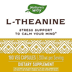 Nature's Way L-Theanine, Stress Support*, Promotes Relaxation*, 200 mg Potency, 180 Vegetarian Capsules