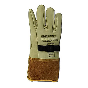 MAGID Leather Lineman Electrical Protector Work Gloves, 1 Pair, Size 10, 60611PS10, For Use With Rubber Insulated Gloves, Tan