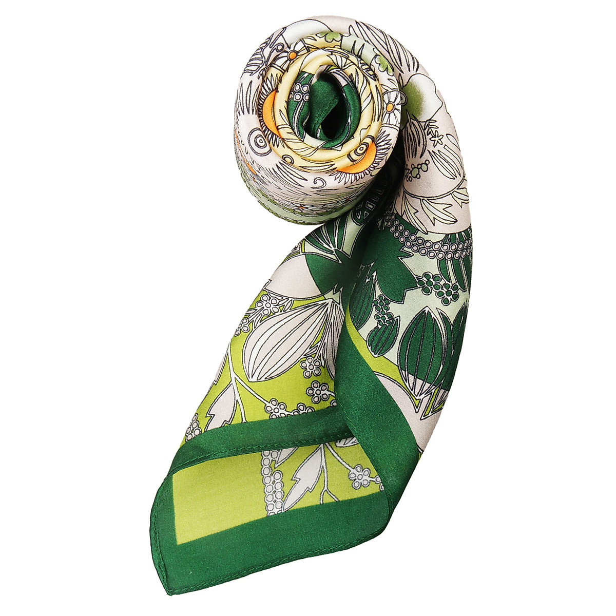 VIVIAN & VINCENT Pure Mulberry Silk Scarf for women Square Neck Scarfs 21" x 21" Lightweight Neckerchief Gift Packed St Patricks Day Shamrock