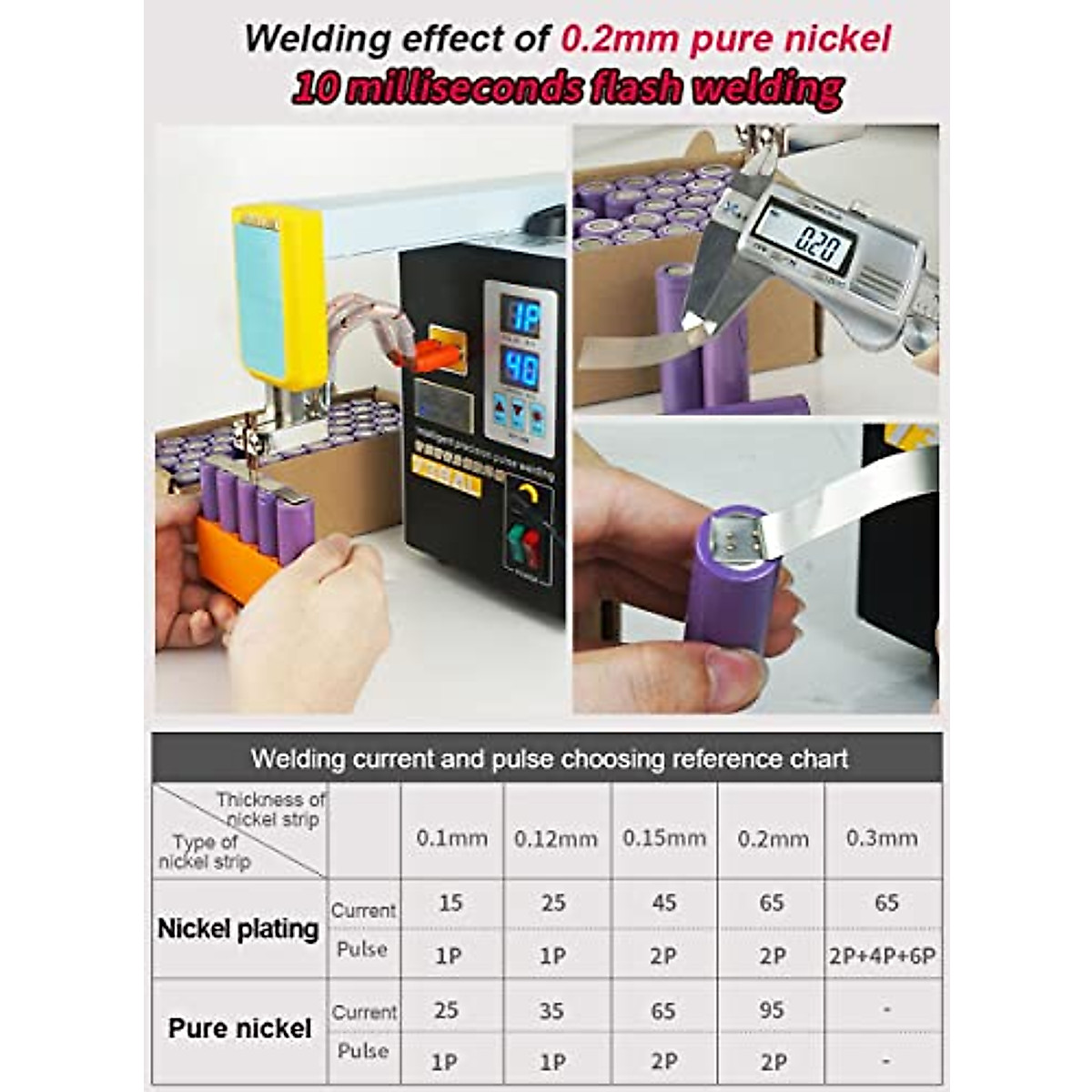 RCBDBSM 738AL Battery Spot Welder Battery Welding Machine for 18650 14500 Lithium Battery Pack Building, 3.6 KW Pulse Magnetic Detachable Telescopic Arm Battery Spot Welder
