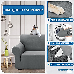 XINEAGE 2024 Newest Stretch Armchair Covers 1 Piece Chair Slipcovers Chair Protector for Living Room Thick Soft Chair Cover with Elastic Bottom Couch Cover for Pets Kids (Chair, Light Gray)