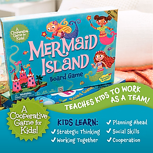 Peaceable Kingdom Mermaid Island Award Winning Cooperative Board Game for 2 to 6 Kids Ages 5+