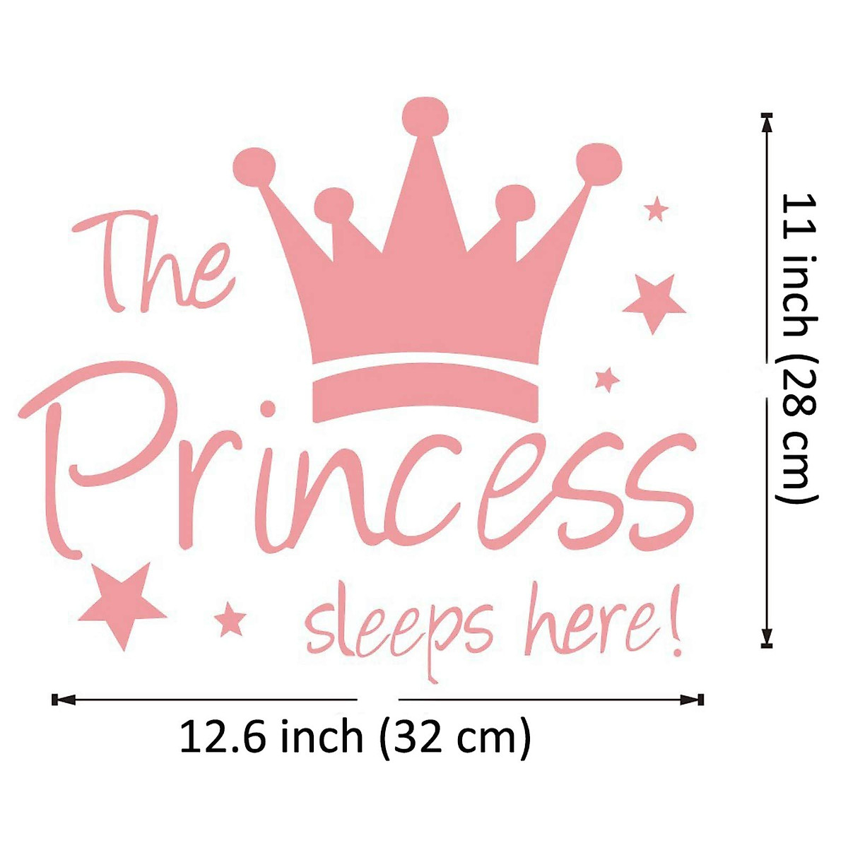 Maydahui 2PCS Wall Sticker The Prince/Princess Sleep Here 12.6 Inch Little Crown Star Art Quotes Wall Decal Decor for Living Room Bedroom