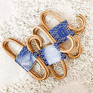 Linen Perch Wooden Baby Hangers - Bamboo Clothes Hangers - Natural, Eco-Friendly - Rattan Décor - Wood Baby Hanger - Boho Nursery Décor -Set of Three- (11" x 6")