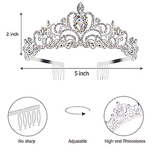 Tiara for Women AB Rhinestone, Happy Birthday Queen Tiara, Birthday Crown for Girls , Crowns with Birthday Girl Sash, Silver Crowns for Women