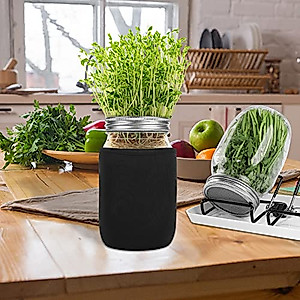 Seed Sprouting Jar Kit with 2 Wide Mouth Ma-son Jars, 2 Stainless Steel Screen Sprout Lids, 2 Blackout Sleeves, Tray, Sprouter Stand and Brush, Sprouting Kit for Growing Broccoli Alfalfa Bean Sprouts