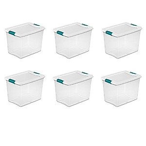 Sterilite 25 Qt./24 L Latching Box Clears, Quart, White, 6 Piece