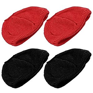 2 Pair Knit Fabric Washable Headphone Covers with Hole Earphone Covers Ear Pads Protector Stretchable Sanitary Earcup 8-11cm Headset Black&Red