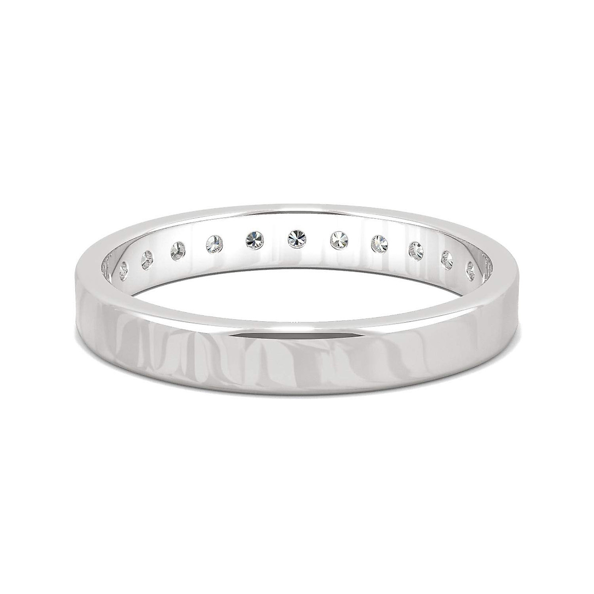 14K White Gold Moissanite by Charles & Colvard 2.2mm Round Wedding Band-size 7.5 0.64cttw DEW