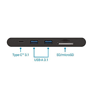 PNY 9 in 1 Mini Portable USB-C Power Hub with Integrated USB-C Cable for USB-C Compatible Devices with 2xUSB-C Ports, 2xUSB-A 3.1 Ports, 1xHDMI Port, 1xVGA Port, SD/microSD Slots, PNY Mini USB-C Hub