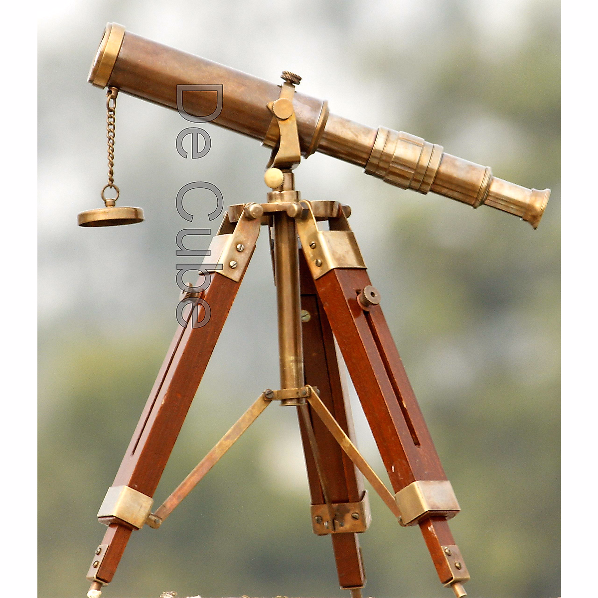 De Cube Vintage Brass Telescope with Best DF Lens and Adjustable Tripod Stand Makes it Perfect for Kids and Beginners, Office Table Home Decor Ascent, Collectible (Antique Patina on Brass)