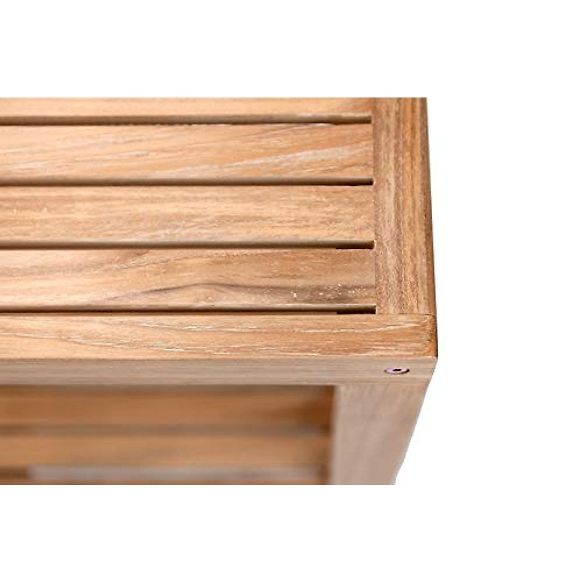 NORDIC STYLE TEAK Wood Shower Stool and Spa Bench with Shelf, Teak Shower Bench for Indoor and Outdoor Use, Teak Storage Bench, Teakwood Shower Bench, Natural Teak Finish, 35"