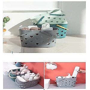 3Pack Portable Shower Caddy Tote Plastic Storage Basket，Heart Shaped Bath Basket Storage Basket with Handle for Bathroom, Pantry, Kitchen, College Dorm