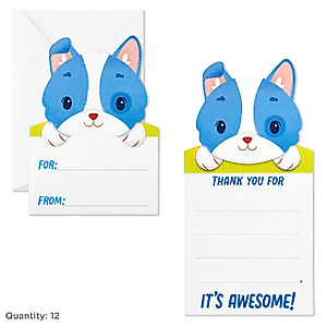 Hallmark Kids Fill in the Blank Thank You Cards Assortment, Dogs and Cats (24 Thank You Notes and 40 Stickers)