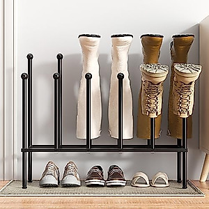 pickpiff Free Standing Shoe Racks - Black Metal Boot Rack, Shoe Organizer for Dorm Room, Closet, Entryway, Bedroom, Patio Outdoor, Hallway, Black Shoe Rack Organizer, Shoe Storage Fit for 6 Pairs