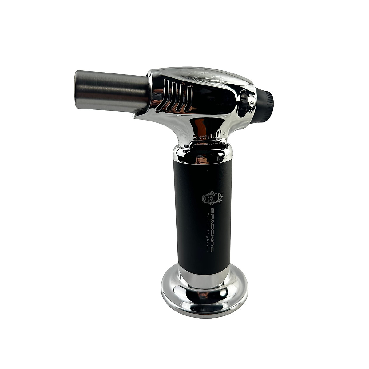 Space King Chrome Finish Wind-Proof Torch Lighter - Adjustable Flame - Child-Lock - Perfect for Camping, Kitchen, Backyard, Travel, Beach, BBQ, Mountain, Outdoors, Travel, Garage, and More. (Silver)