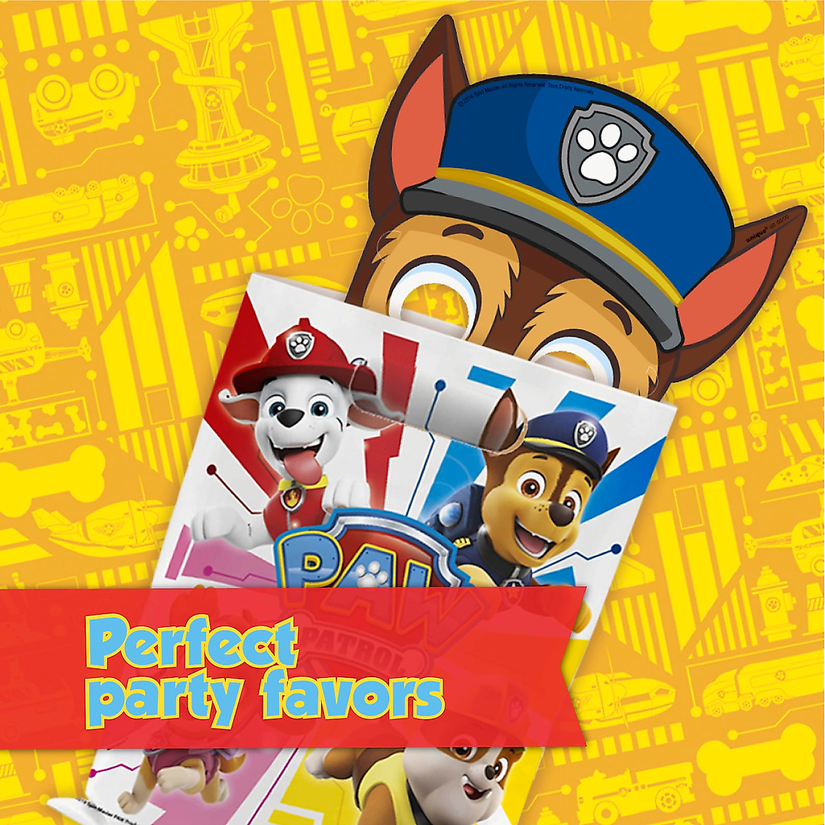Unique Paw Patrol Masks for Kids Birthday Party Favors and Decorations with Buttons - 16 Pack