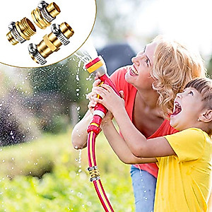 4 Set 3/4 Inch Solid Brass Garden Hose Connector Hose Mender, Water Hose Repair Kit Female and Male Hose Connector with Tape, Stainless Steel Clamp and Rubber Gasket