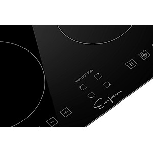 Empava 24" Stove Power Boost Vitro Ceramic Black Electric Induction Cooktop with 4 Booster Burners Smooth Surface Tempered Glass, 24 Inch