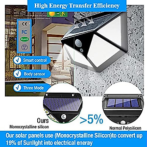 Korunb Solar Motion Lights Outdoor 6 Pack, Solar Fence Lights, 100LED/3 Modes 270° Lighting Angle Motion Sensor Security Lights, IP65 Waterproof Solar Powered for Garden Fence Patio Garage