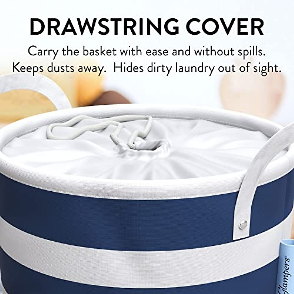 GLAMPERS Laundry Hamper 43/46/54L | Large Laundry Baskets with Sturdy Handles | Collapsible Kids Hamper for Dirty Clothes, Toys | Large, Navy