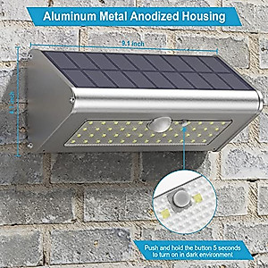 Super Bright Solar Outdoor Lights IP65 Water Proof, 1100 Lumens Wireless 4500mAh LED Motion Sensor Lights, Aluminum Metal Housing Security Lights with 4 Modes Flood Wall Lights, 1 Pack (Daylight)