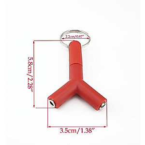 yueton Pack of 2 Y Shaped 3.5mm Jack Stereo Audio Headset Splitter Connector Adapter Keyring Key Ring - Headphone Splitter (Red+Purple)