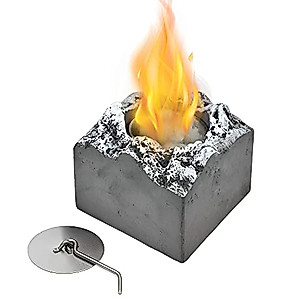MERGLUBT Snow Mountain Tabletop Fire Pit, Mini Personal S'Mores Maker Tabletop Indoor Fire Pit,Portable Tabletop Fireplace, Rubbing Alcohol Fueled Concrete Fire Bowl, Gift for Christmas, Garden Decor