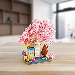 1500PCS Cherry Bonsai Tree House Building Sets, Cherry Blossom Bonsai Tree kit Building Blocks, Mini Bricks Sakura Tree House, Good Gift Choice for 14+ Kids and Adults