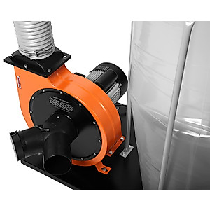 WEN DC1300 1,300 CFM 14-Amp 5-Micron Woodworking Dust Collector with 50-Gallon Collection Bag and Mobile Base , Black