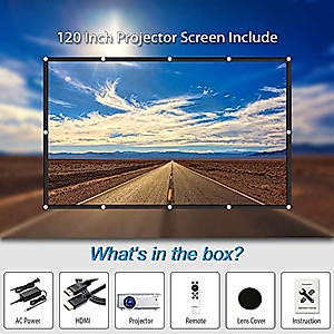Projector with WiFi and Bluetooth [120" Projector Screen Included] 2023 Outdoor Movie Projector iOS & Android Native 1080P Full HD 9500L Compatible with TV Stick,Video Games, PC, Laptop,Smartphone