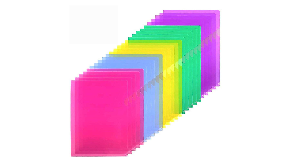Sooez 25 Pack Clear Document Folders - Durable, Color-Coded Organization