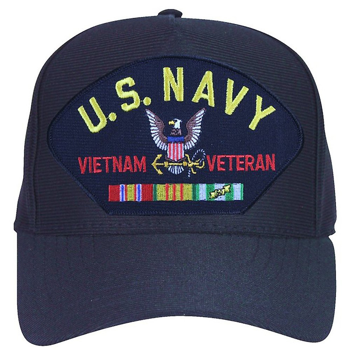U.S. Navy Vietnam Veteran Cap with Logo and Ribbons Ball Cap. Made in USA
