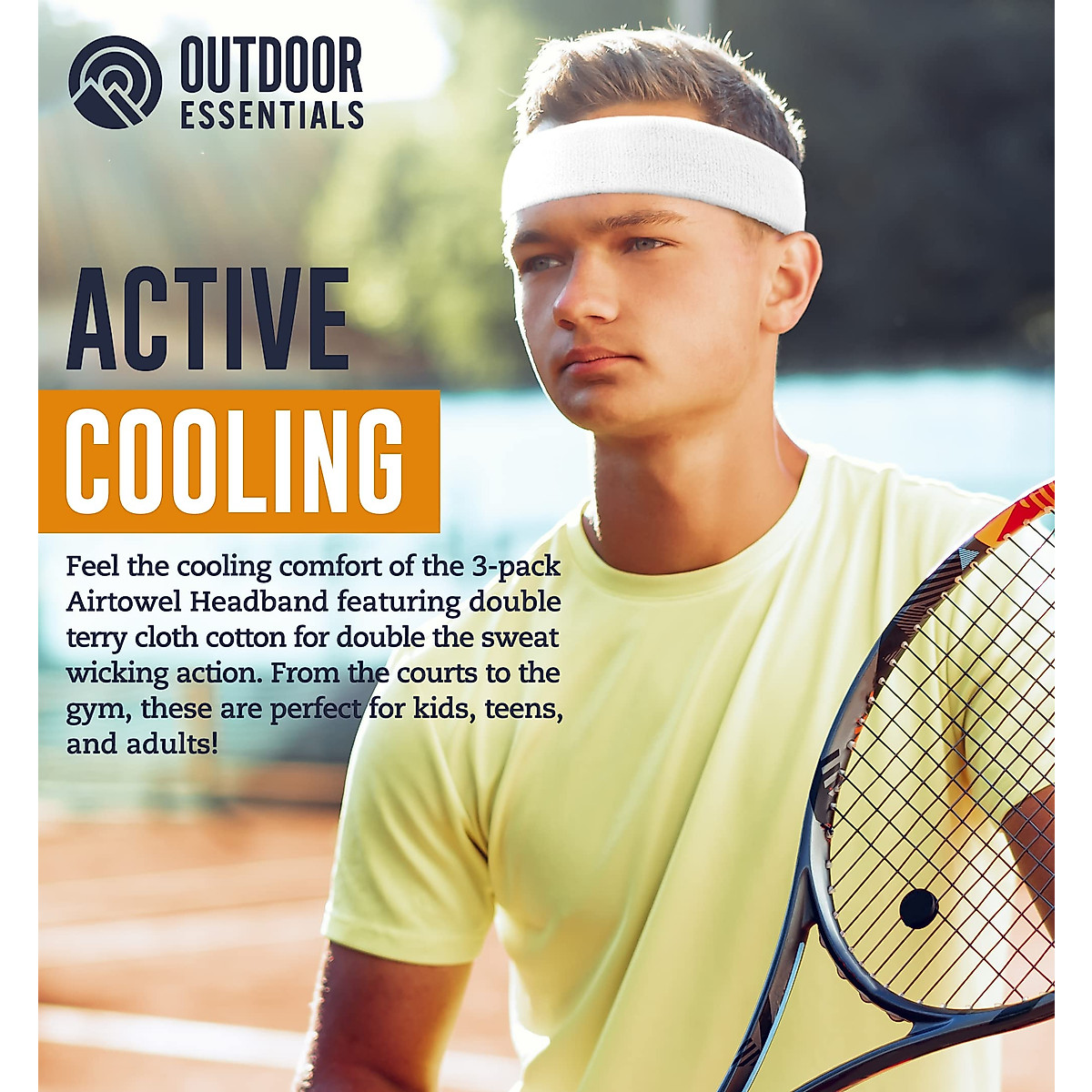 OutdoorEssentials Sweat Bands Headbands Men - Sweatbands for Women - Sports Headband - Sweat Absorbing Headband - Multipack Sweat Head Bands