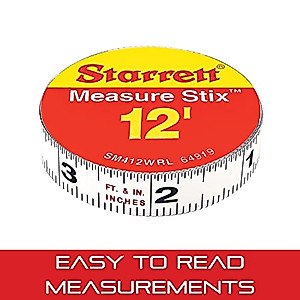 Starrett Tape Measure Stix with Adhesive Backing - Mount to Work Bench, Saw Table, Drafting Table - 1/2" x 12', English Metric, Right-Left Reading - SM412WRL