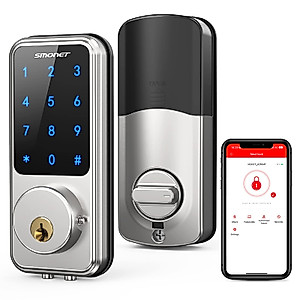 Smart Lock, SMONET Touchscreen Keypad Deadbolt, Keyless Door Entry for Exterior Door, Passcode Code Front Door Lock, WiFi Door Lock Compatible with Alexa, Bluetooth Deadbolt Lock for Home Office