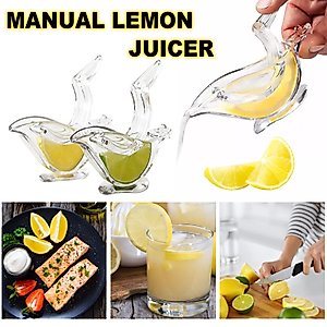 Manual Lemon Juicer Set with Plate and Clip,Acrylic Lemon Squeezer Portable Bird Shape Orange Citrus Slice Squeezer Portable Clear Fruit Press Tool for Pomegranate, Lemons & Limes