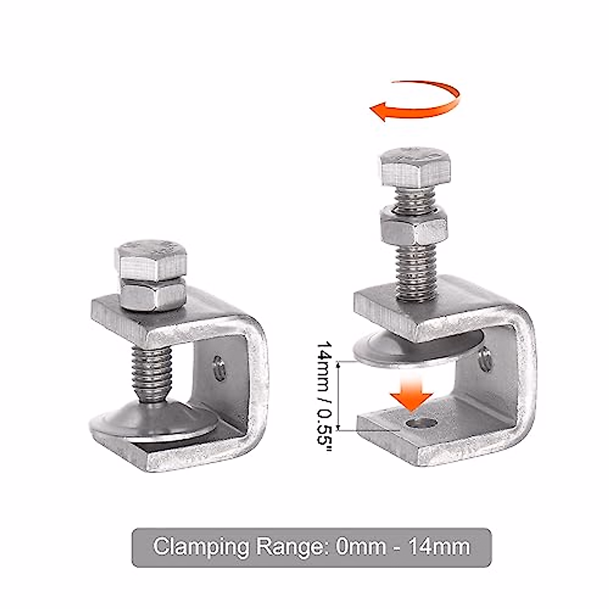 uxcell Stainless Steel C-Clamp with 0.79 Inch Wide Jaw Opening for Woodworking Welding Building Household Mount 4 Pcs