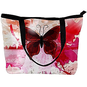 Tote Bag Women Satchel Bag Handbag Stylish Tote Handbag for Women Hobo Bag Fashion Crossbody Bag, Vintage Butterfly Red